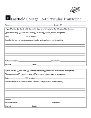 Fillable Online eastfieldcollege Eastfield College Co-Curricular ...