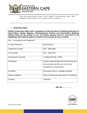 Fillable Online ecdoe gov 1 SPECIFICATION Kindly furnish this office ...