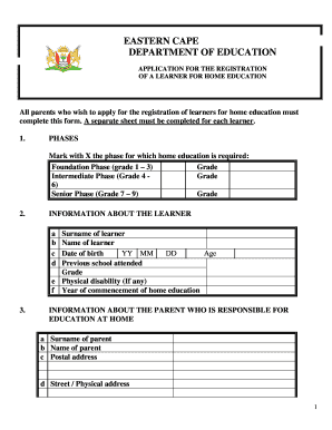 Fillable Online ecdoe gov APPLICATION FOR HOME SCHOOLING - ecdoe gov ...