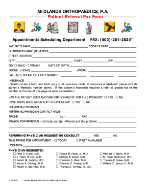 Fillable Online MIDLANDS ORTHOPAEDICS PA -------------------- Patient ...