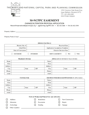 Fillable Online pgplanning M NCPPC EASEMENT - pgplanningorg Fax Email ...
