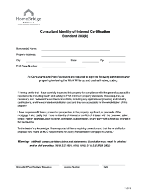 Fillable Online Consultant Identity of Interest Cert - HomeBridge ...