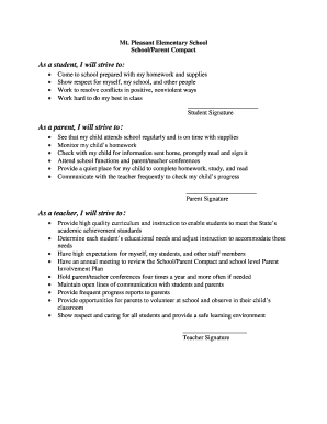 Fillable Online mauryk12 As a student I will strive to As a parent I ...