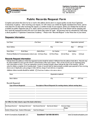 Fillable Online Public Records Request Form - connectionsacademycom Fax ...