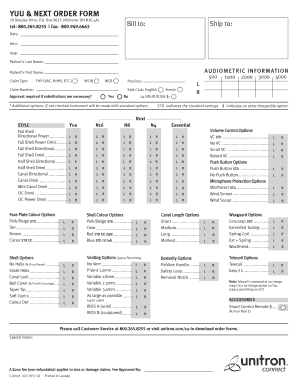 Fillable Online YUU NEXT ORDER FORM - Unitron Fax Email Print - pdfFiller