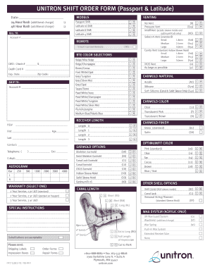 Fillable Online UNITRON SHIFT ORDER FORM Passport Latitude Fax Email ...