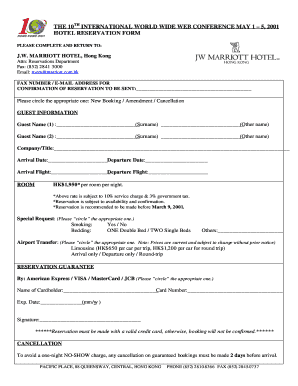 Fillable Online www10 MARRIOTT HOTEL, Hong Kong - www10 Fax Email Print ...