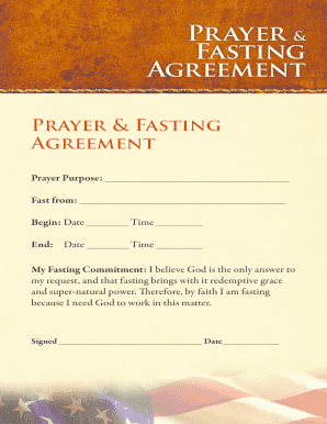 Fillable Online PRAyER FAStiNG AGREEMENt Fax Email Print - pdfFiller