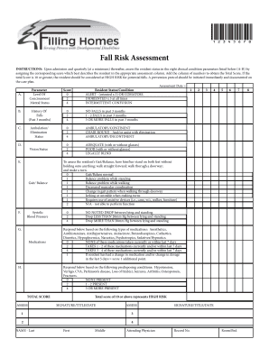 Fillable Online fillinghome Fall Risk Assessment - Filling Home ...