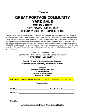 Fillable Online yard sale form 2015docx Fax Email Print - pdfFiller