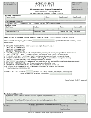 Fillable Online aissecuritycontact ais msu IT Services Access Request ...