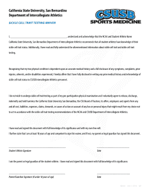 Fillable Online SICKLE CELL TRAIT TESTING WAIVER Fax Email Print ...