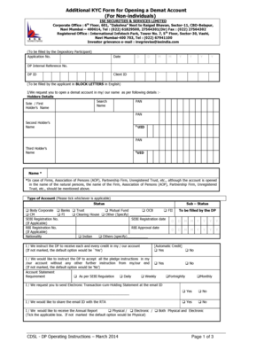 Fillable Online Additional KYC Form for Opening a Demat Account For Non ...