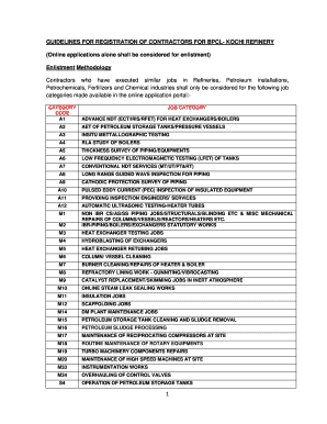 Fillable Online GUIDELINES FOR REGISTRATION OF CONTRACTORS FOR BPCL ...