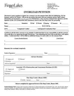 Fillable Online flcc OVERLOAD PETITION - flcc Fax Email Print - pdfFiller