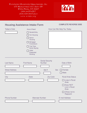 Fillable Online wroinc Housing Assistance Intake Form COMPLETE REVERSE ...