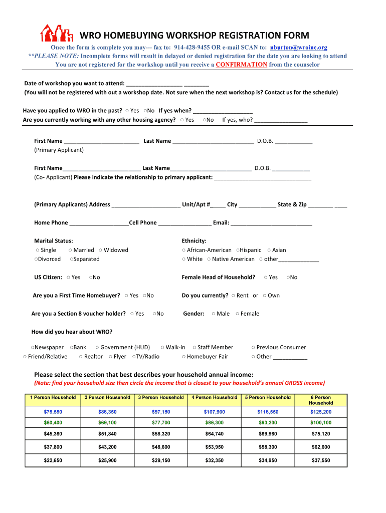 Fillable Online wroinc WROs HB REGISTRATION FORM- AS OF 1-2015 - wroinc ...