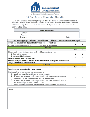 Fillable Online ILA Peer Review Home Visit Checklist Fax Email Print ...