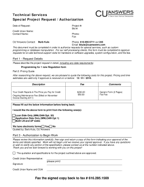 Fillable Online Special Project Authorization - CUAnswers Fax Email ...