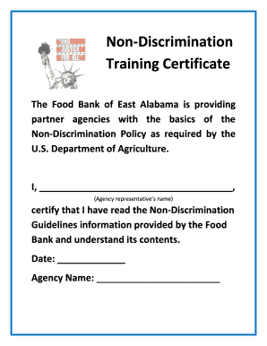 Fillable Online Non-Discrimination Training Certificate Fax Email Print ...