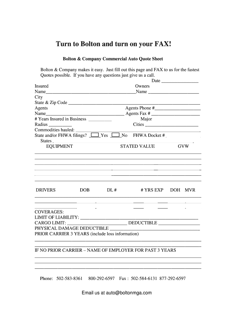 Fillable Online INSURING TRUCKERS FOR OVER 40 YEARS Fax Email Print ...