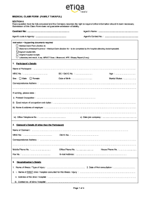 Fillable Online isc um edu MEDICAL CLAIM FORM FAMILY TAKAFUL Contract ...