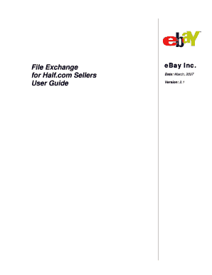 Fillable Online EBay File Exchange for Halfcom Sellers User Guide Fax ...