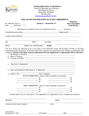 Fillable Online APPLICATION FOR REGISTRATION OF SOIL AMENDMENTS ...