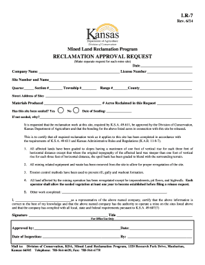 Fillable Online Mined Land Reclamation Program RECLAMATION APPROVAL ...