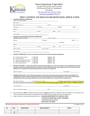Fillable Online PEST CONTROL TECHNICIAN REGISTRATION APPLICATION Fax ...