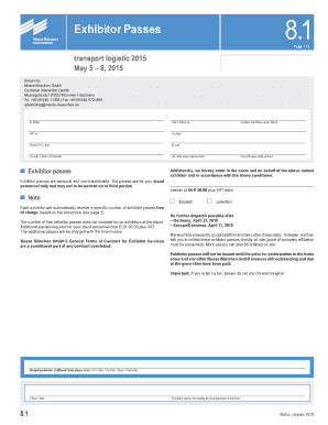Fillable Online Exhibitor Passes Fax Email Print - pdfFiller