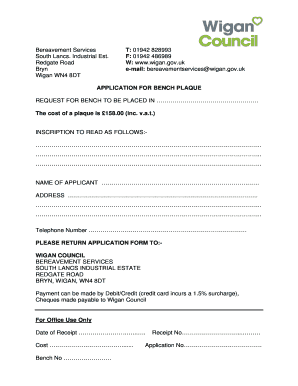 Fillable Online Bench plaque application form Bench plaque application form Fax Email Print ...