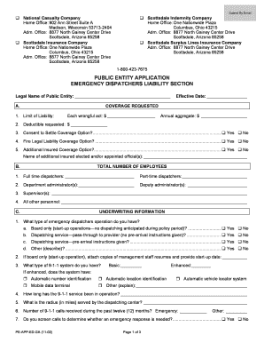 Fillable Online PUBLIC ENTITY APPLICATION EMERGENCY DISPATCHERS LIABILITY Fax Email Print ...