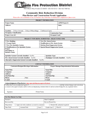 Fillable Online Community Risk Reduction Division Plan Review and Fax ...