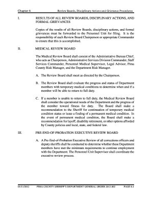 Fillable Online Review Boards, Disciplinary Actions and Grievance ...