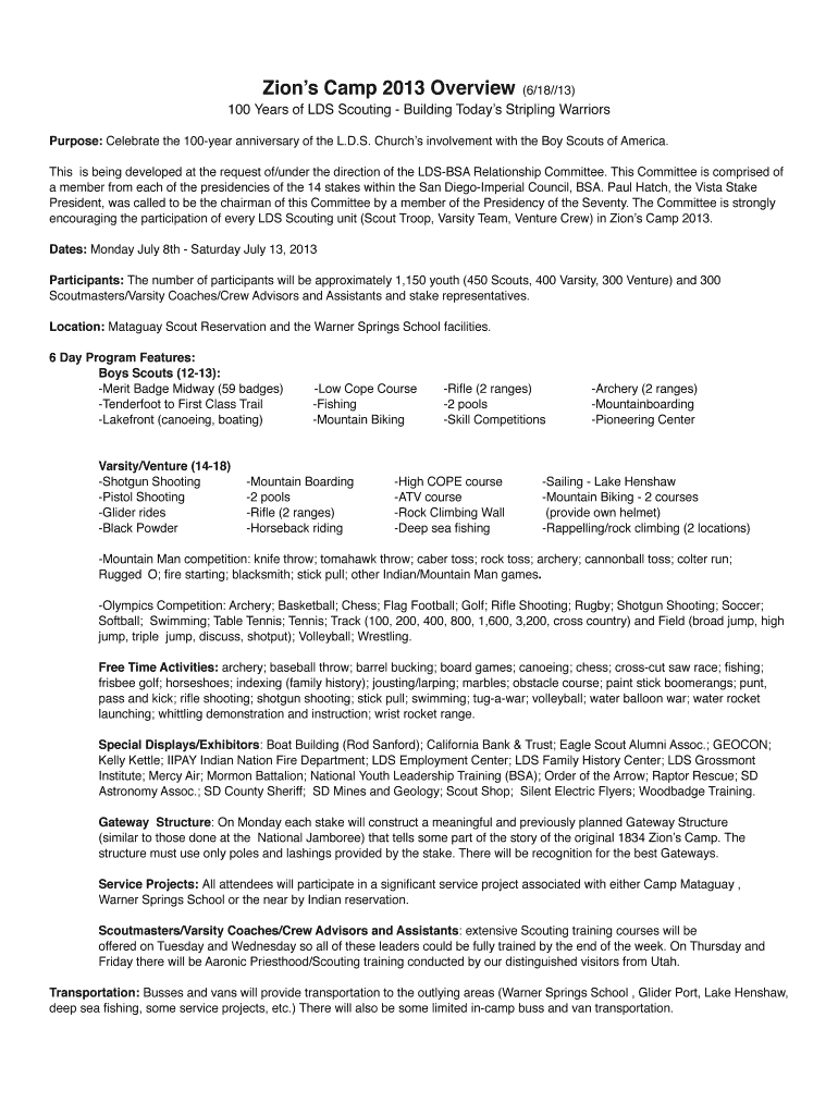 Fillable Online 100 Years of LDS Scouting - Building Todays Stripling ...