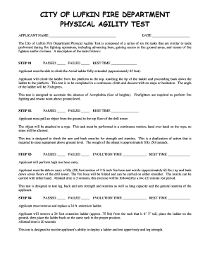 Fillable Online PHYSICAL AGILITY TEST Fax Email Print - pdfFiller
