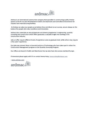 Fillable Online Ardmac is an international construction company that ...