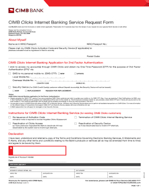 Fillable Online CIMB Clicks Internet Banking Service Request Form Fax ...
