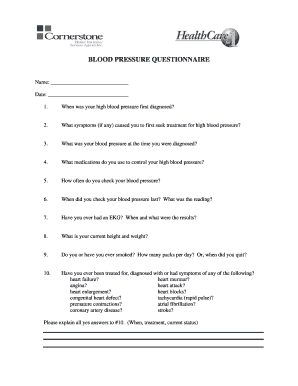 Fillable Online Blood Pressure Questionnairedoc Fax Email Print - pdfFiller