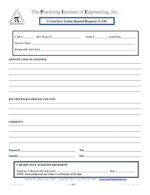 Fillable Online Corrective Action ReportRequest CAR Fax Email Print ...