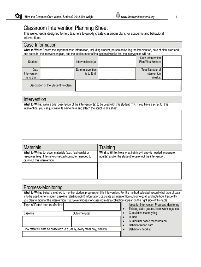 Fillable Online How To Create a Written Record of Classroom ...