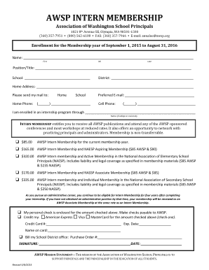 Fillable Online awsp AWSP INTERN MEMBERSHIP Fax Email Print - pdfFiller