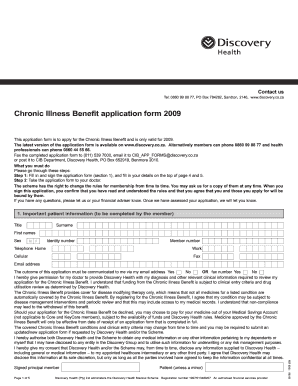 Fillable Online Chronic Illness Benefit application form 2009 - MST Fax ...