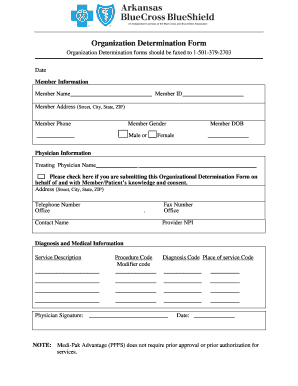Fillable Online Organization Determination Form - arkansasbluecrosscom ...
