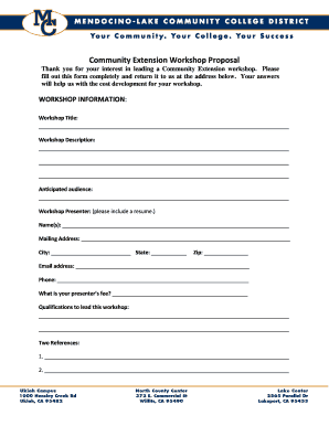Fillable Online mendocino Community Extension Workshop Proposal Fax ...
