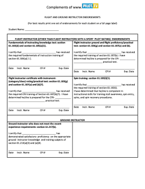 Fillable Online FLIGHT AND GROUND INSTRUCTOR ENDORSEMENTS Fax Email ...