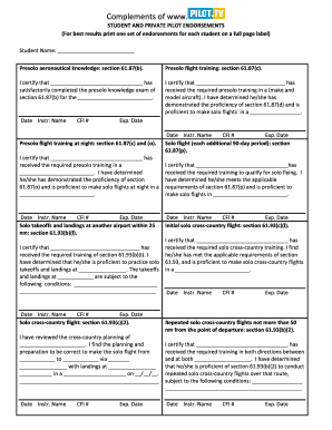 Fillable Online STUDENT AND PRIVATE PILOT ENDORSEMENTS Fax Email Print ...