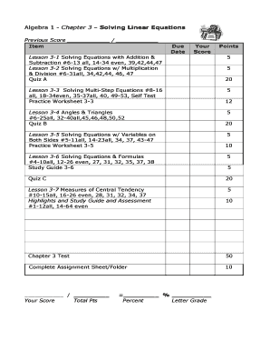 Fillable Online iammea Algebra 1 - Chapter 3 Solving Linear Equations ...