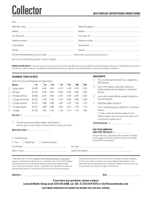 Fillable Online acainternational Collector Magazine Display Ad Order ...